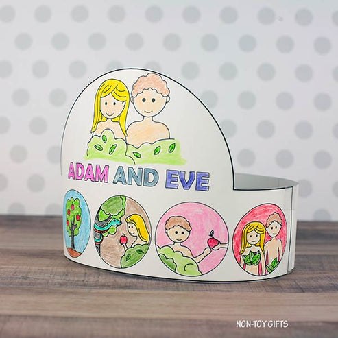 Adam and Eve Bible Craft Printable | Christian Paper Hat for Kids – Non ...