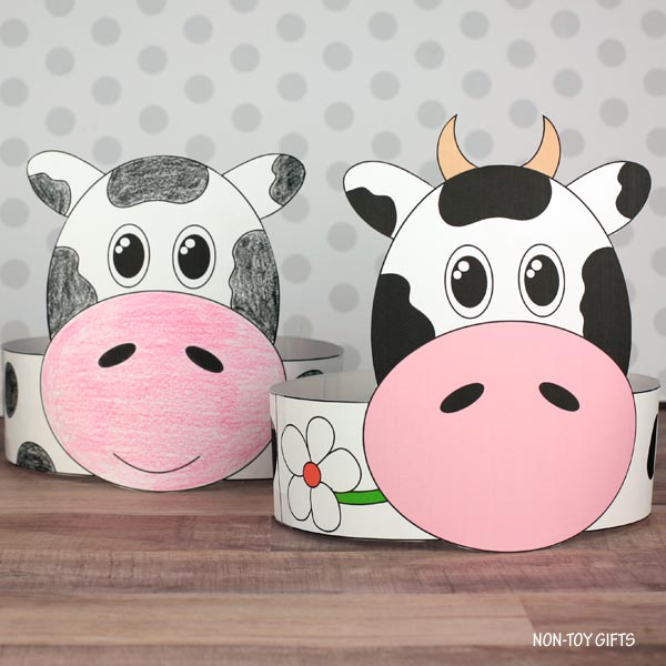Cow Paper Hat - Farm Animal Headband - Coloring Crown Activity – Non ...