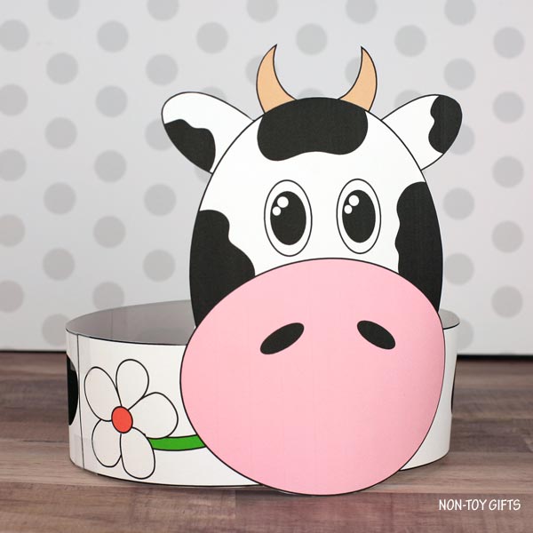 Cow Paper Hat - Farm Animal Headband - Coloring Crown Activity – Non ...