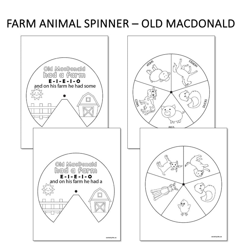 Farm Animals Craft | Spinner Printable | 10 Animals – Non-Toy Gifts
