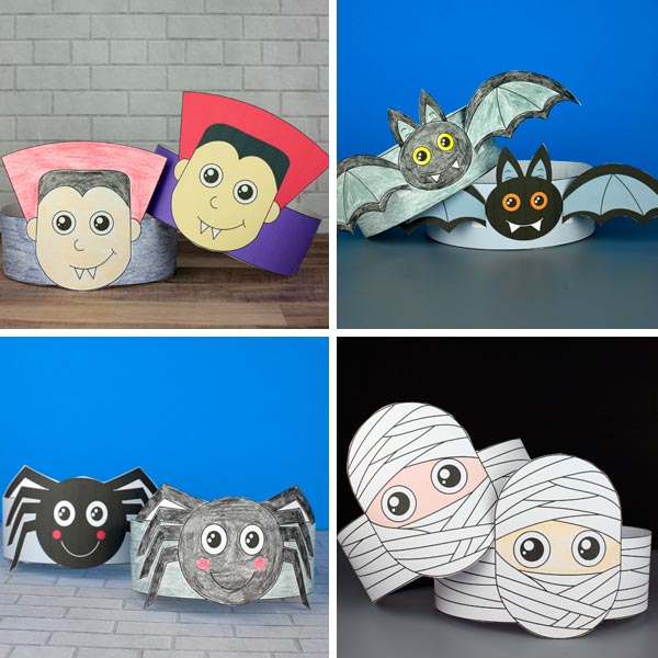 Halloween Headband Craft Bundle – 12 Printable Paper Hats for Kids ...