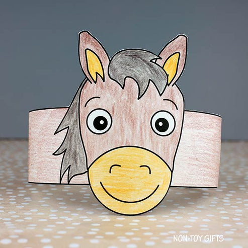Horse Paper Hat - Farm Animal Craft - Coloring Activity – Non-Toy Gifts