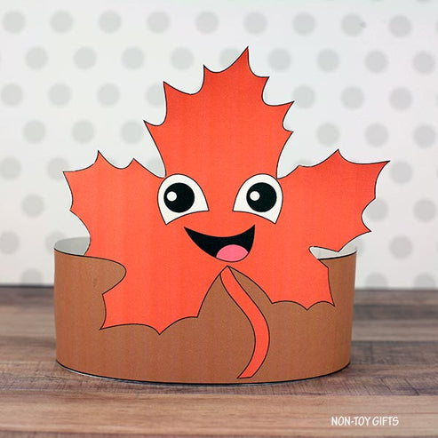 Leaf Paper Hat - Fall Coloring Crown - Nature Headband – Non-Toy Gifts