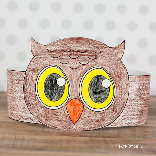 Owl Paper Hat - Fall Coloring Crown - Autumn Headband – Non-Toy Gifts