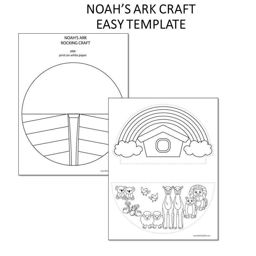 Noah's Ark Animals Rocking Craft - Bible Lesson - Bible Story Coloring ...