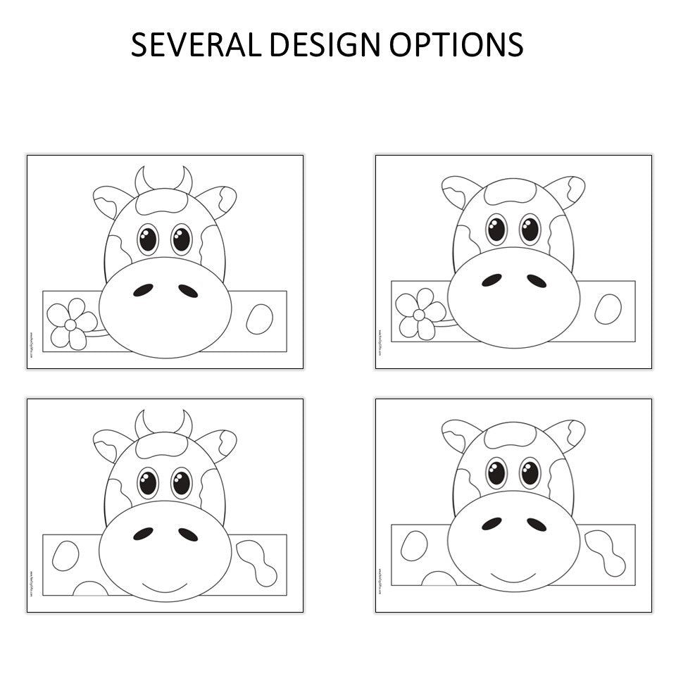 Cow Paper Hat - Farm Animal Headband - Coloring Crown Activity – Non ...