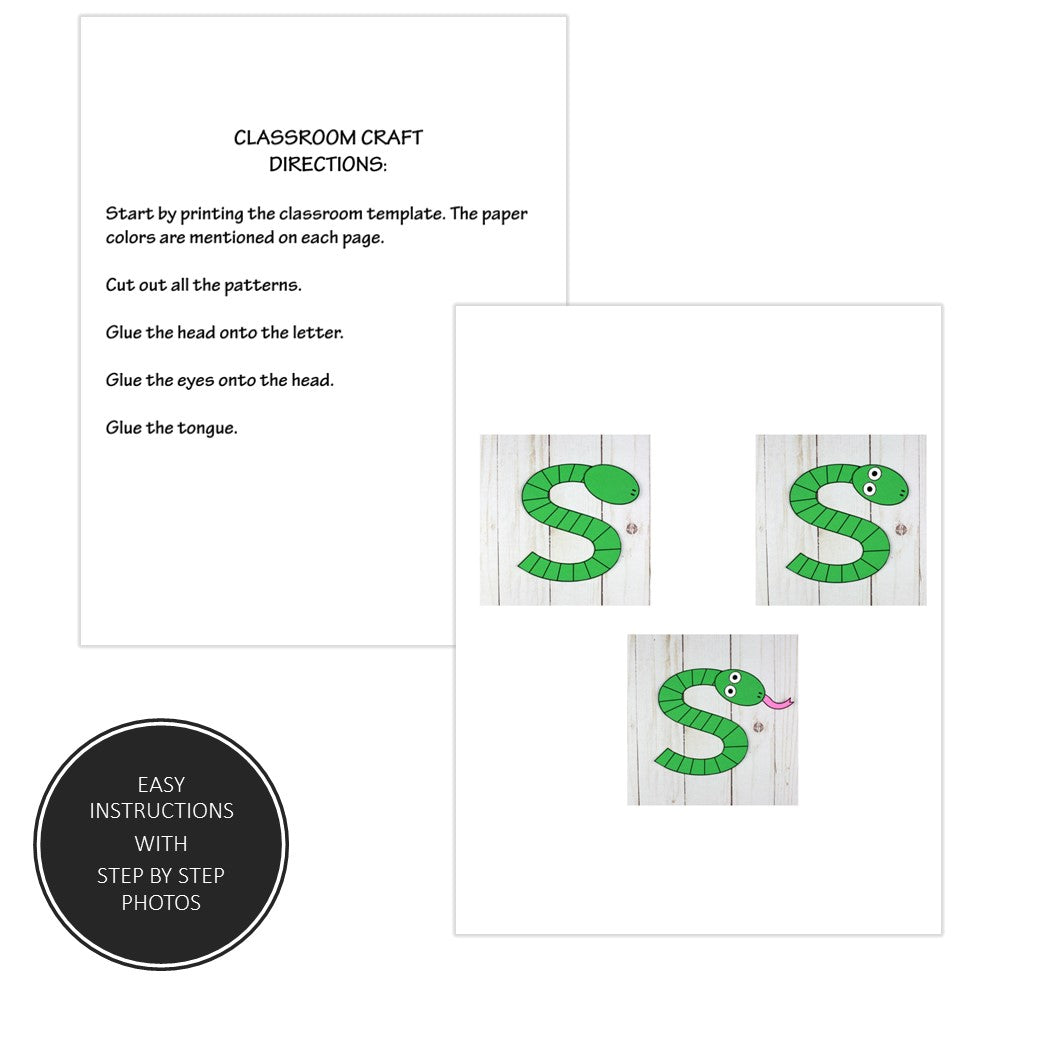 Letter S Craft - S is for Snake- Uppercase Letter S – Non-Toy Gifts