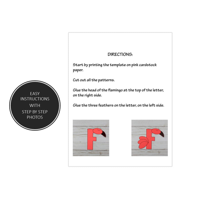 Letter F Craft - F is for Flamingo- Uppercase Letter F – Non-Toy Gifts