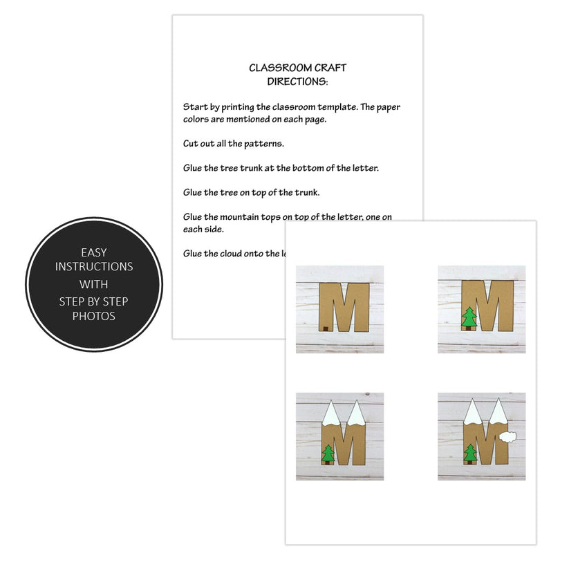 Letter M Craft - M is for Mountain - Uppercase Letter M – Non-Toy Gifts