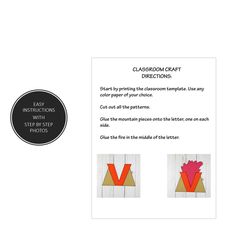 Letter V Craft - V is for Volcano- Uppercase Letter V – Non-Toy Gifts