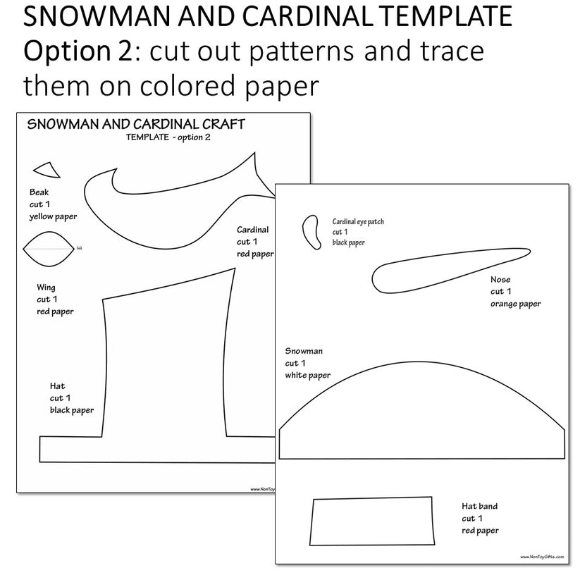 Snowman and Cardinal Winter Craft Printable – Non-Toy Gifts