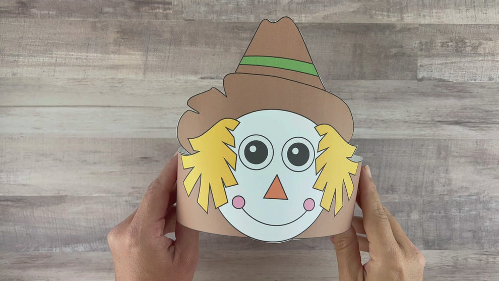 Scarecrow Paper Hat - Fall Coloring Crown - Autumn Headband – Non-Toy Gifts