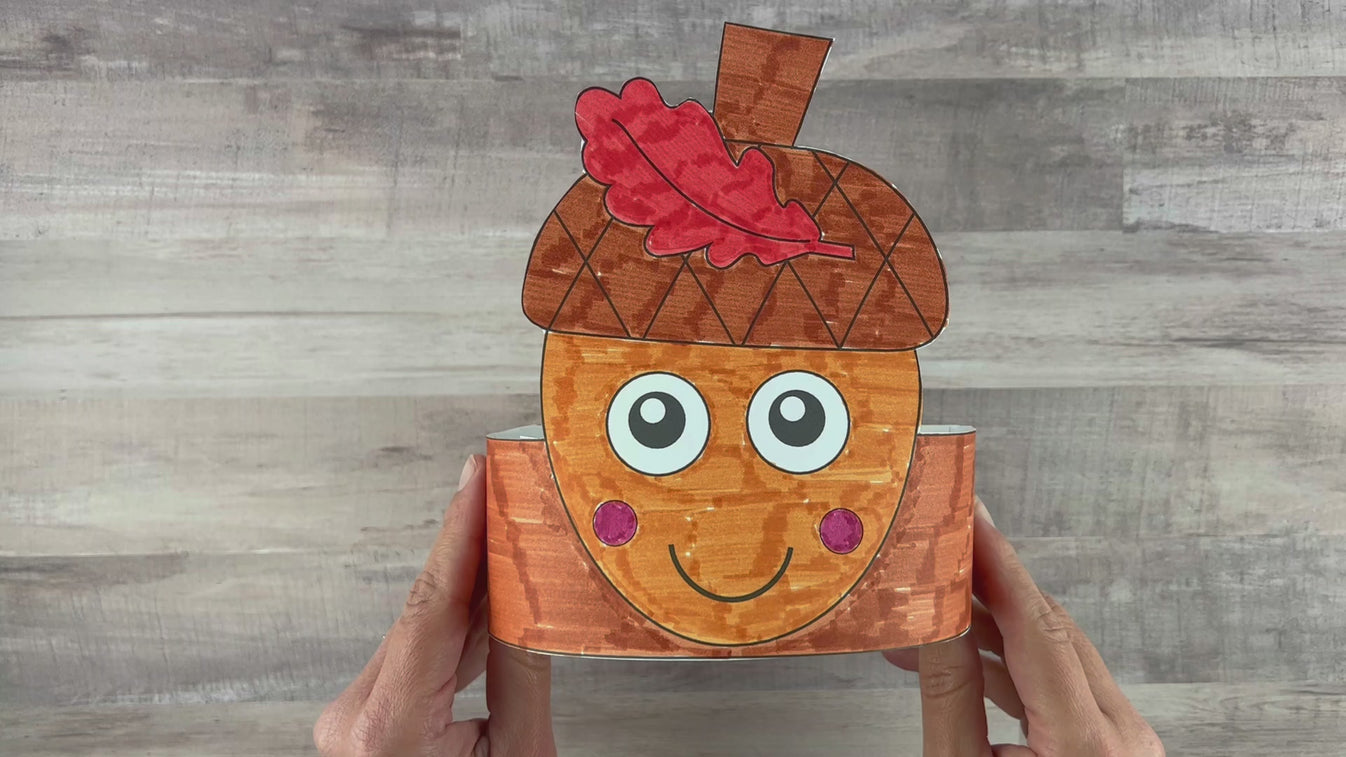Acorn Paper Hat - Fall Coloring Crown - Autumn Headband – Non-Toy Gifts