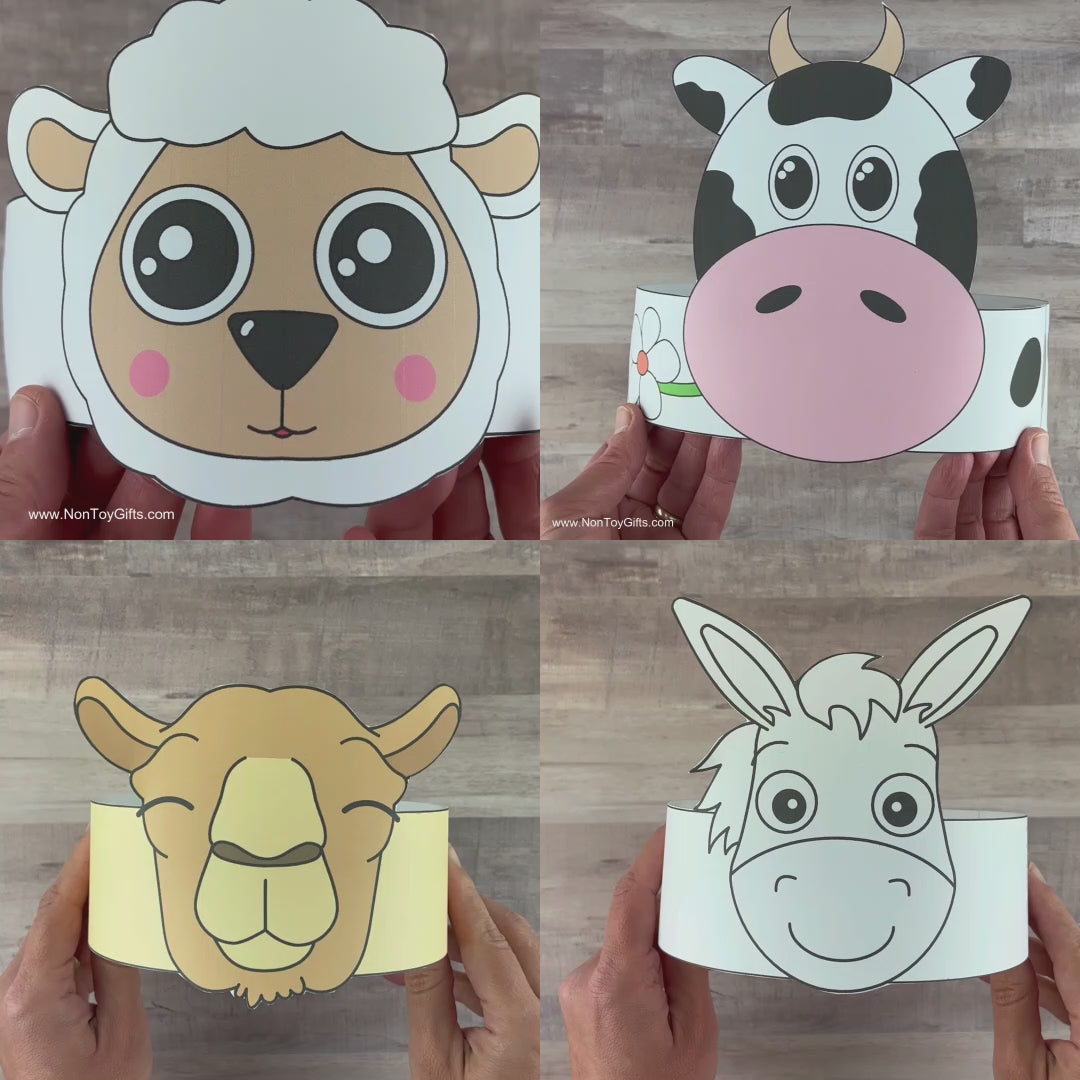 4 Nativity Animal Paper Hat Crafts – Non-Toy Gifts