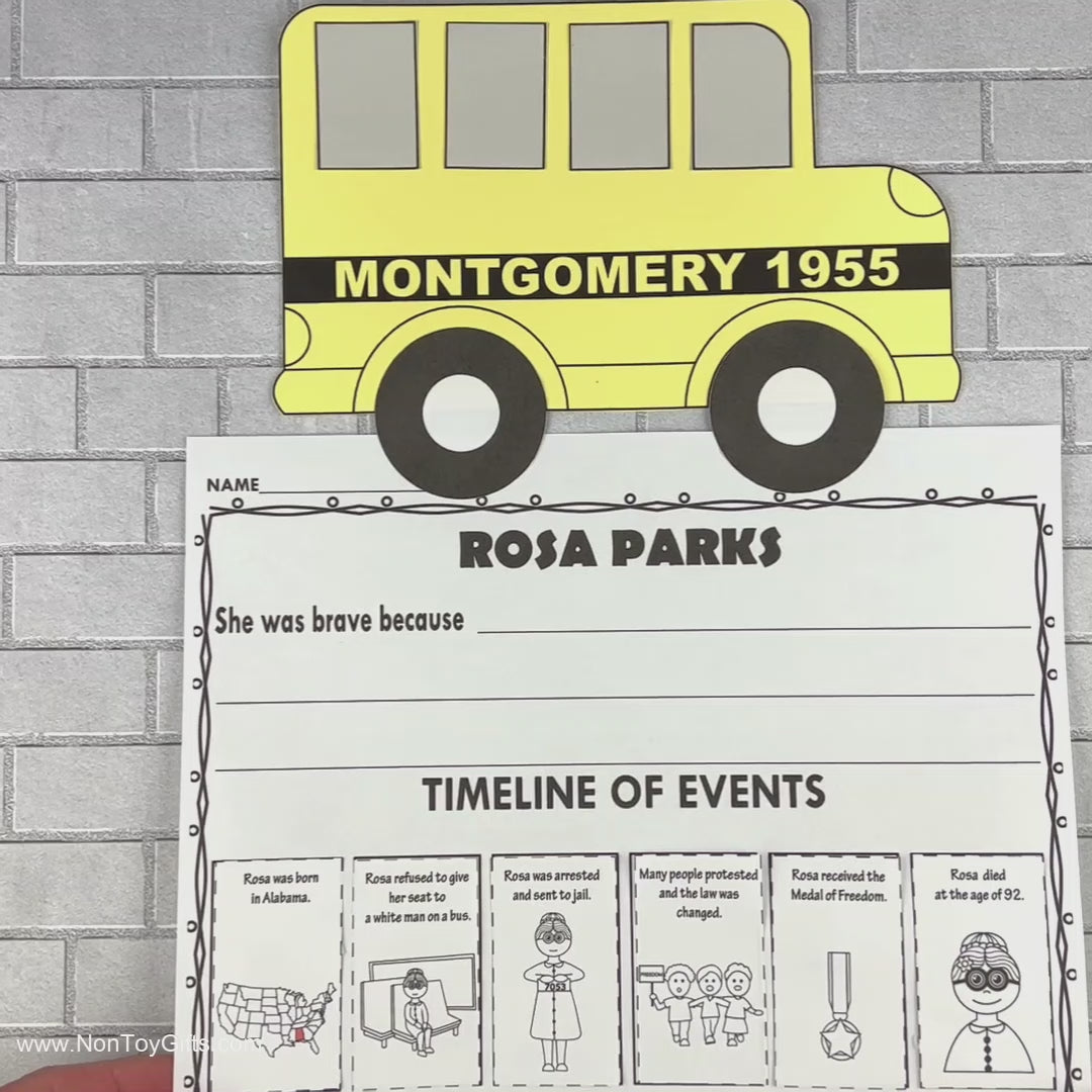 Rosa Parks Craft and Writing Activity with Timeline – Non-Toy Gifts