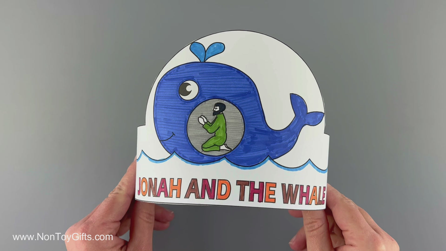 Jonah and the Whale Headband - Bible Coloring Crown Craft - Paper Hat ...