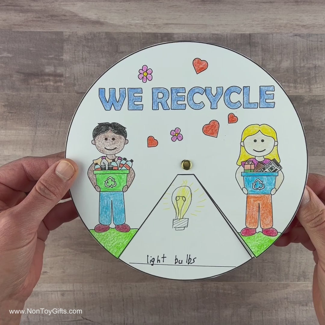 Earth Day Spinner Craft - We Recycle Coloring Craft for Kids – Non-Toy ...