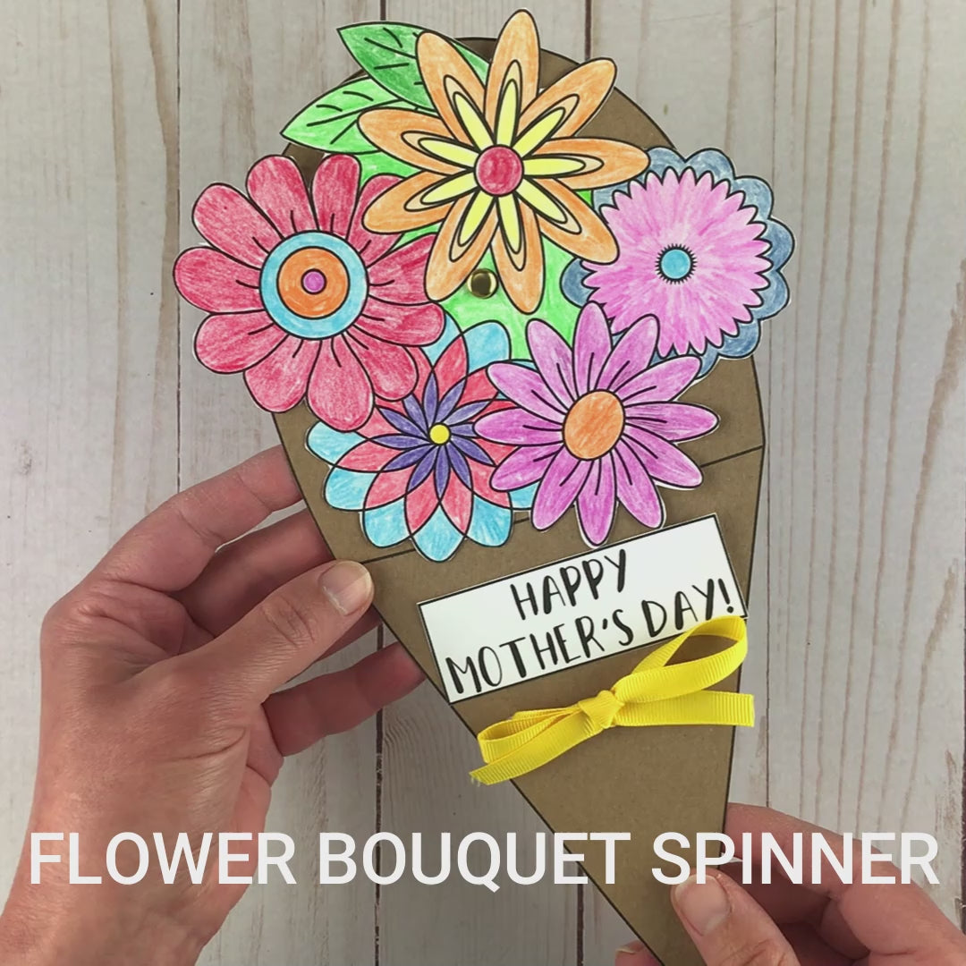 Mother's Day Flower Bouquet Spinner Coloring Craft – Non-Toy Gifts