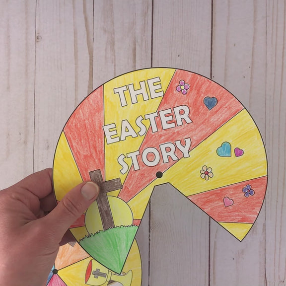 The Easter Story Craft - Easter Sunday School Craft - Coloring Wheel S ...