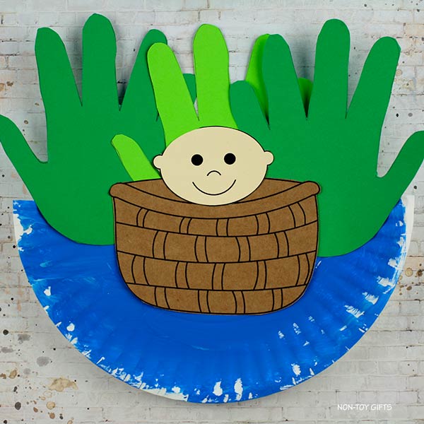 Baby Moses Craft - Bible Craft - Handprint Paper Plate Craft – Non-Toy ...