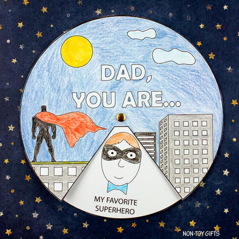 Father's Day Superhero Craft - Spinner Coloring Craft for Dad – Non-Toy ...
