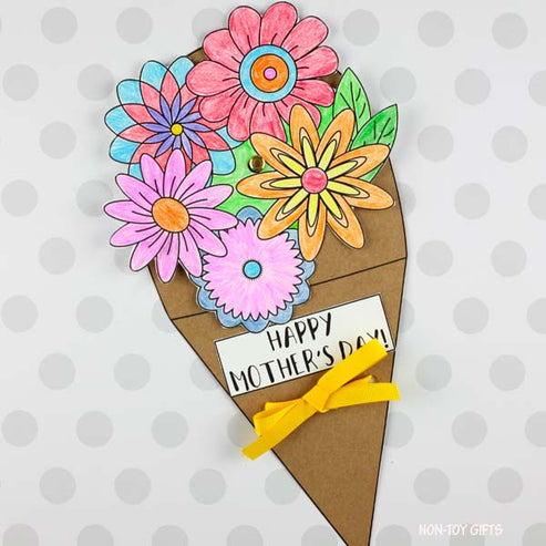 Mother's Day Flower Bouquet Spinner Coloring Craft – Non-Toy Gifts
