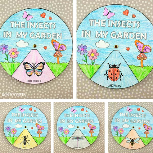 Insect Craft for Kids - Coloring Insects in the Garden Spinner Craft f ...