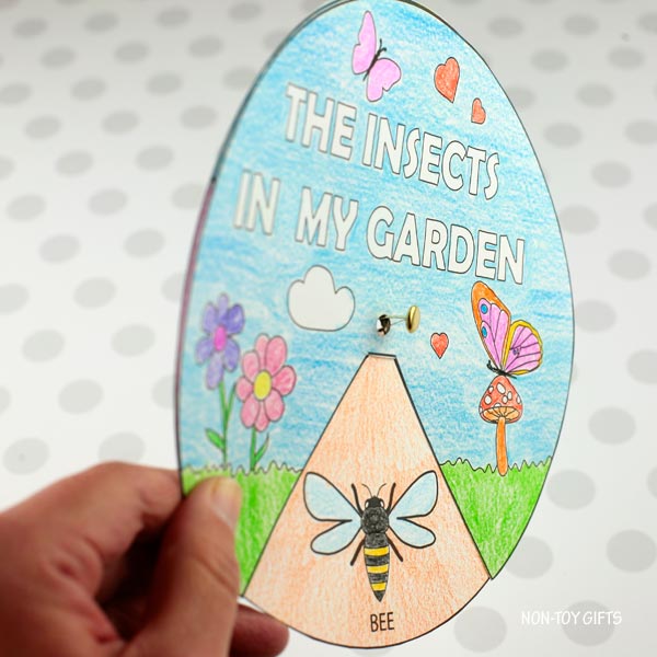 Insect Craft for Kids - Coloring Insects in the Garden Spinner Craft f ...