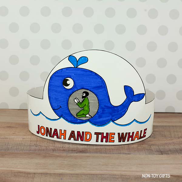 Jonah and the Whale Headband - Bible Coloring Crown Craft - Paper Hat ...