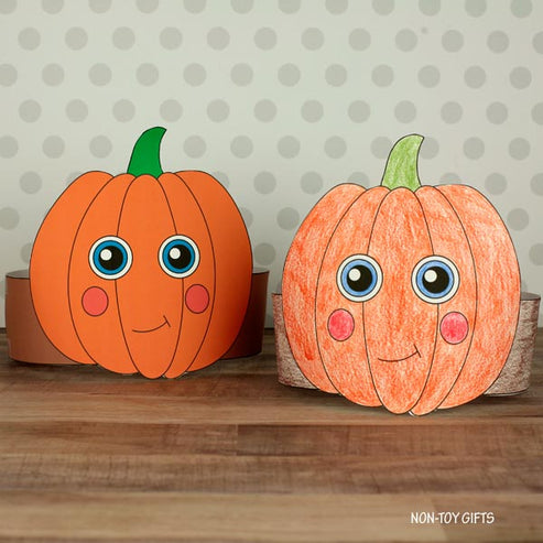 Pumpkin Paper Hat - Fall Coloring Crown - Autumn Headband – Non-Toy Gifts