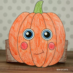 Pumpkin Paper Hat - Fall Coloring Crown - Autumn Headband – Non-Toy Gifts