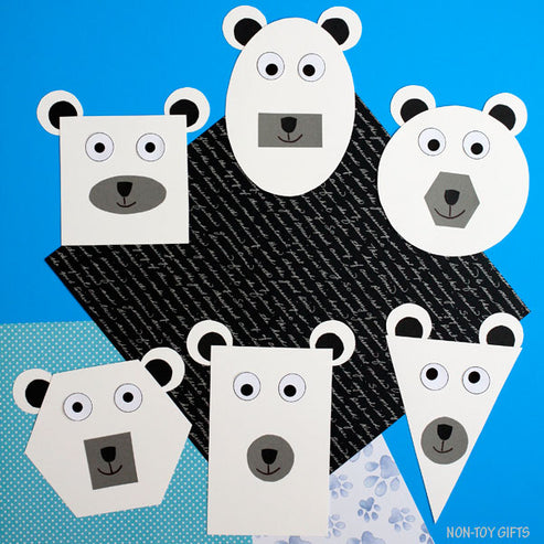 Shape Polar Bear Craft Printable – Winter 2D Shapes – Non-Toy Gifts