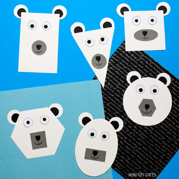 Shape Polar Bear Craft Printable – Winter 2D Shapes – Non-Toy Gifts