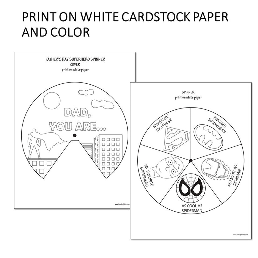 Father's Day Superhero Craft - Spinner Coloring Craft for Dad – Non-Toy ...