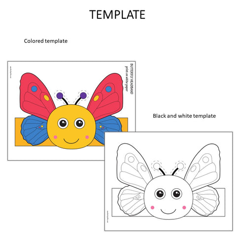 Butterfly Headband - Insect Paper Hat - Spring Coloring Crown Activity ...