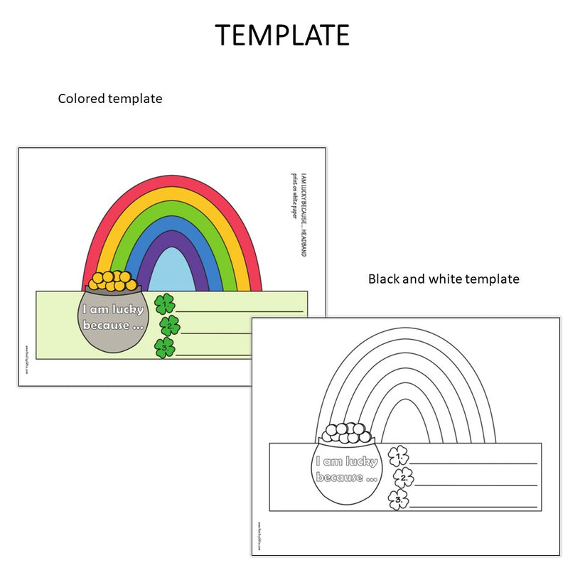 I Am Lucky Because...Headband - St Patrick's Day Paper Hat – Non-Toy Gifts