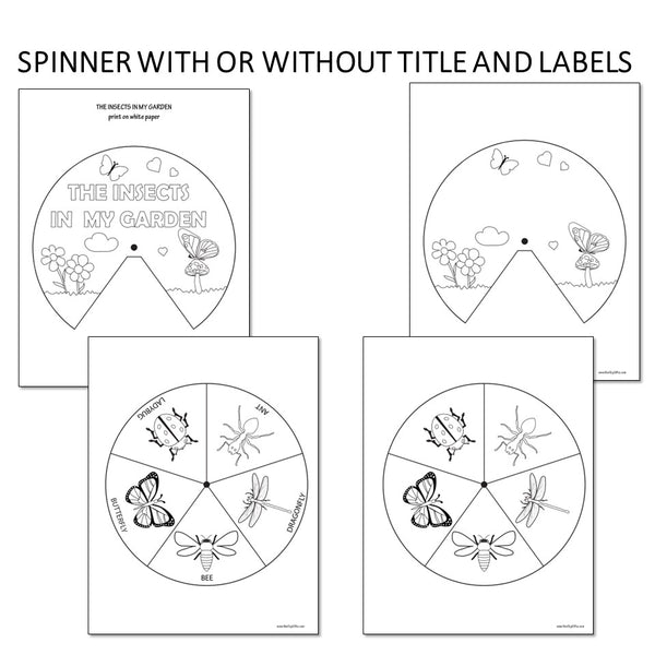 Insect Craft for Kids - Coloring Insects in the Garden Spinner Craft f ...
