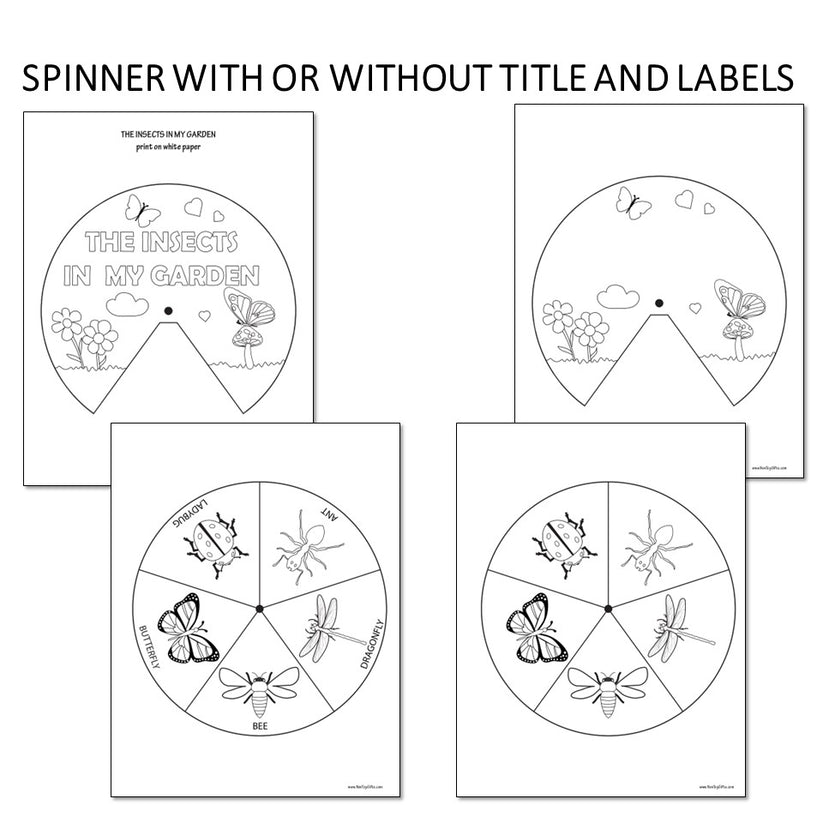 Insect Craft for Kids - Coloring Insects in the Garden Spinner Craft f ...