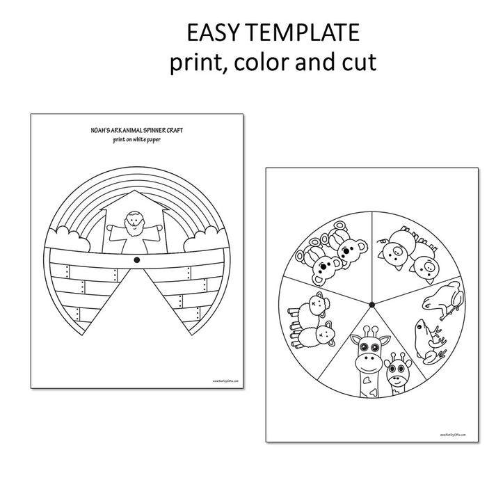 Noah's Ark Animals Spinner Craft - Bible Lesson - Bible Coloring Craft ...