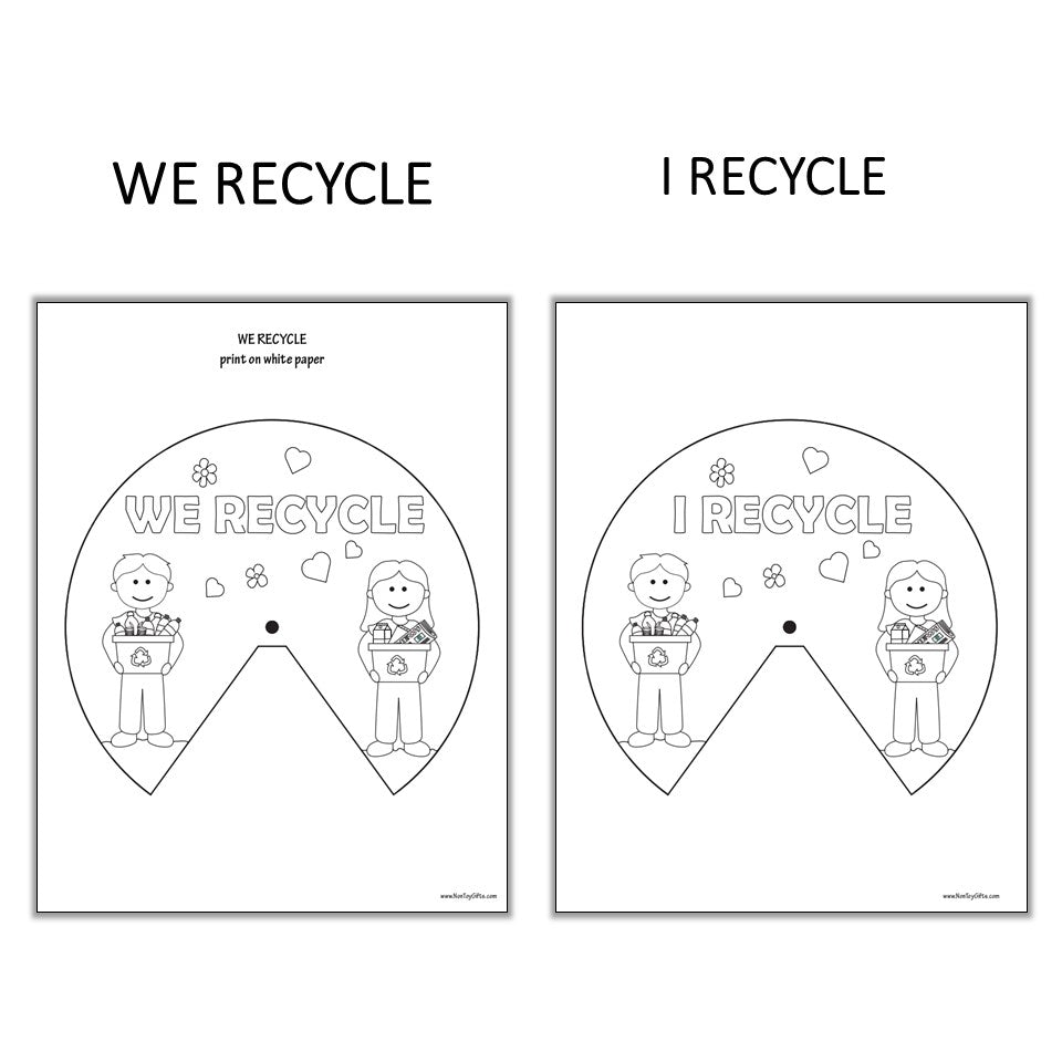 Earth Day Spinner Craft - We Recycle Coloring Craft for Kids – Non-Toy ...