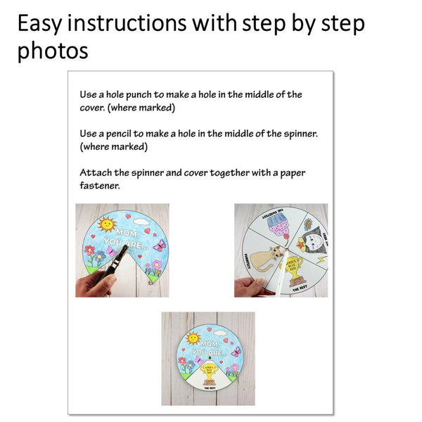 Mother's Day Craft - Spinner Coloring Craft for Mom or Mum – Non-Toy Gifts