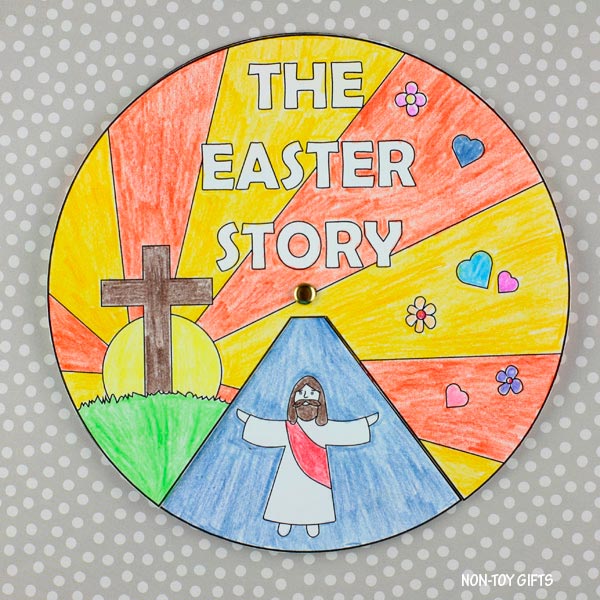 The Easter Story Craft - Easter Sunday School Craft - Coloring Wheel S ...