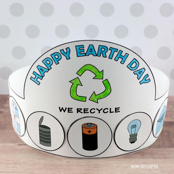 We Recycle Paper Hat - Earth Day Coloring Crown Craft for Kids – Non ...