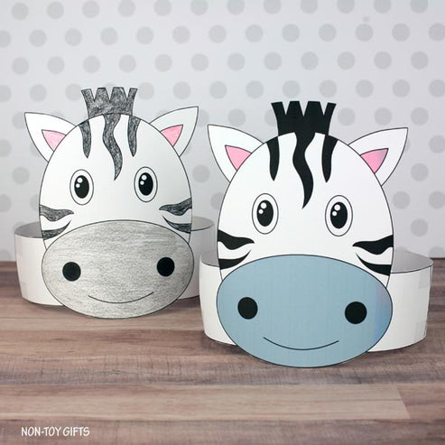 Zebra Paper Hat- Zoo Animal Coloring Crown - Jungle Animal Headband ...