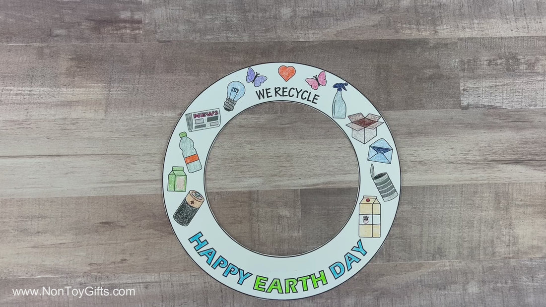 Earth Day Wreath - We Recycle Coloring Craft for Kids – Non-Toy Gifts