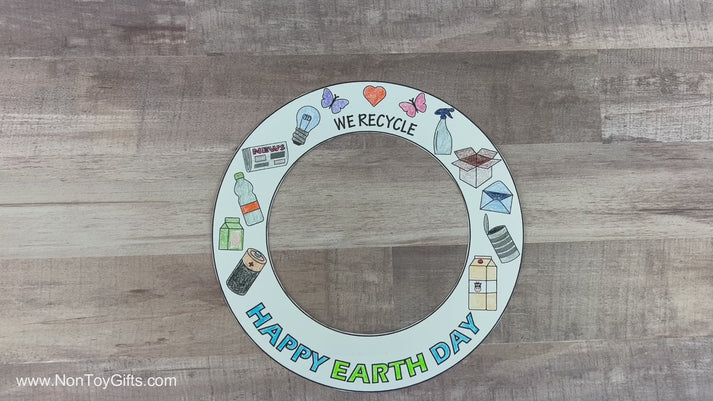 Earth Day Wreath - We Recycle Coloring Craft for Kids – Non-Toy Gifts