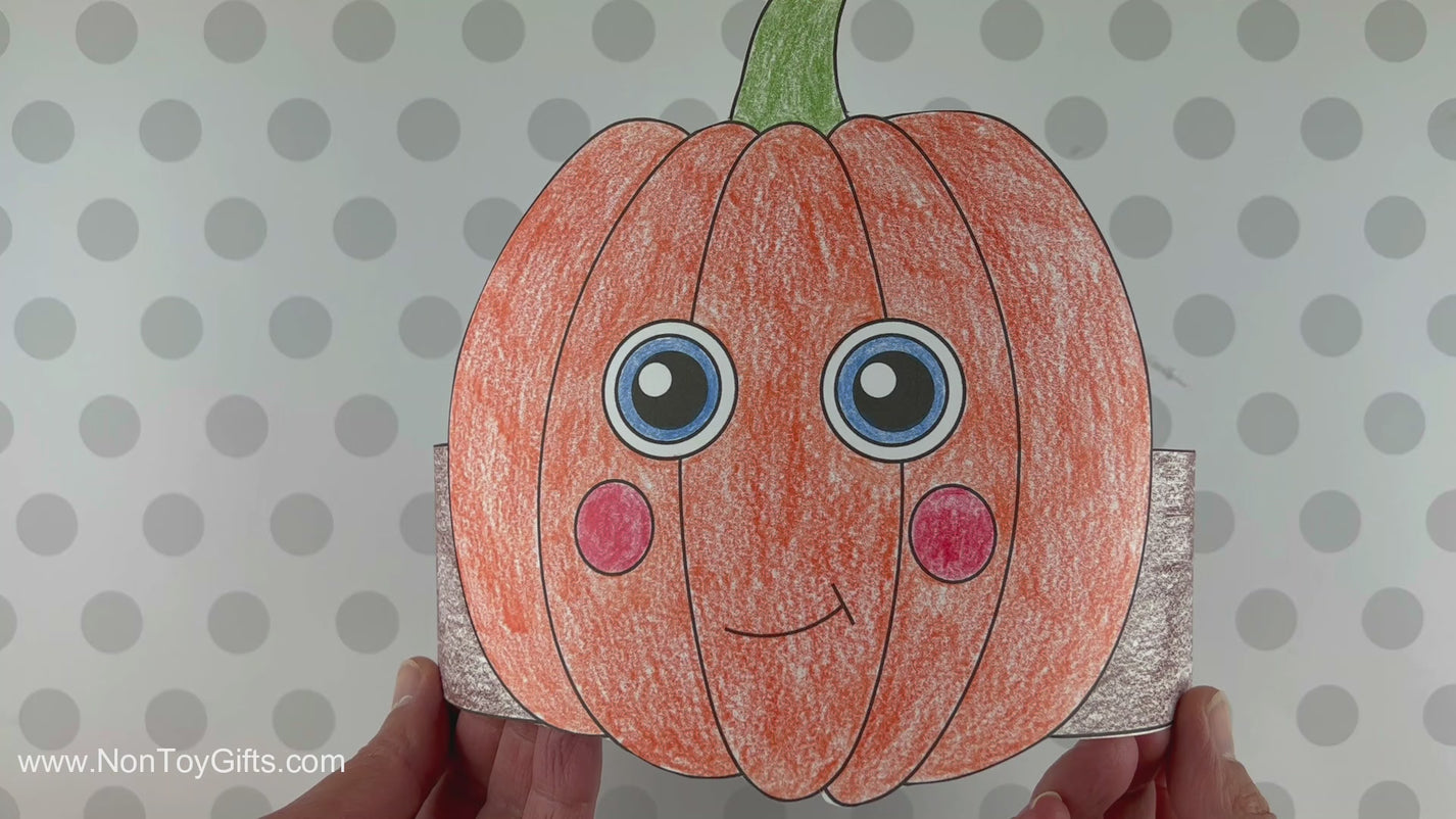 Pumpkin Paper Hat - Fall Coloring Crown - Autumn Headband – Non-Toy Gifts