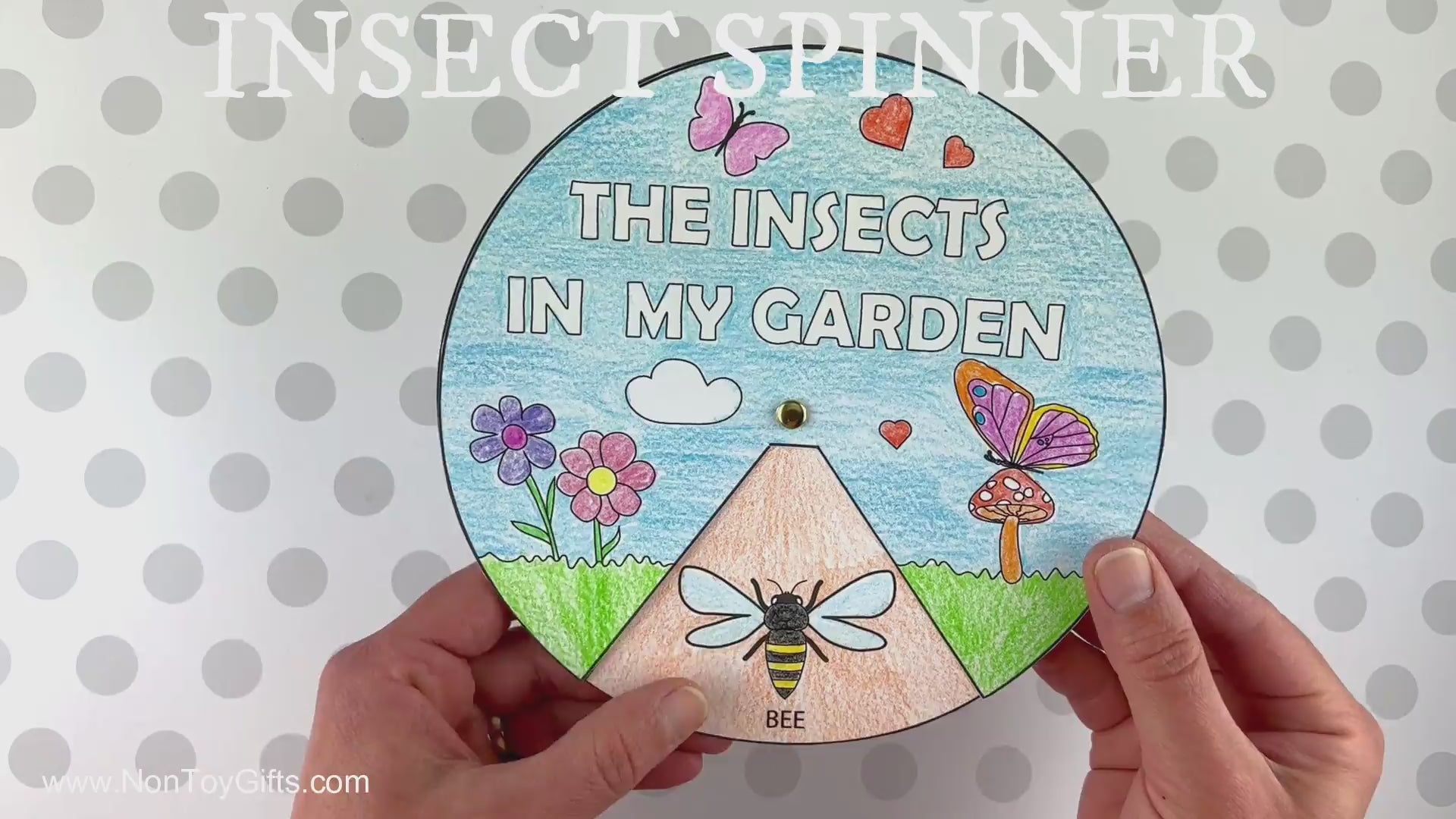 Insect Craft for Kids - Coloring Insects in the Garden Spinner Craft f ...